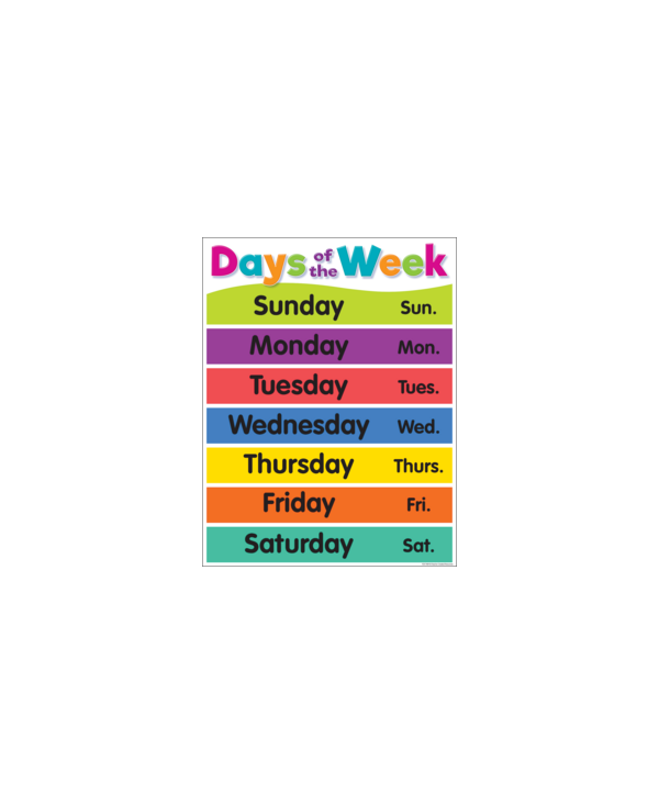 Colorful Days of the Week Chart