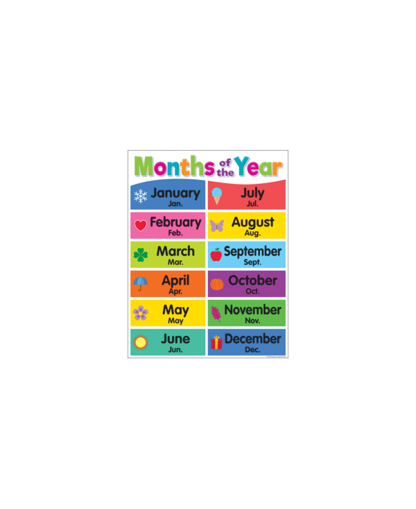 Colorful Months of the Year Chart