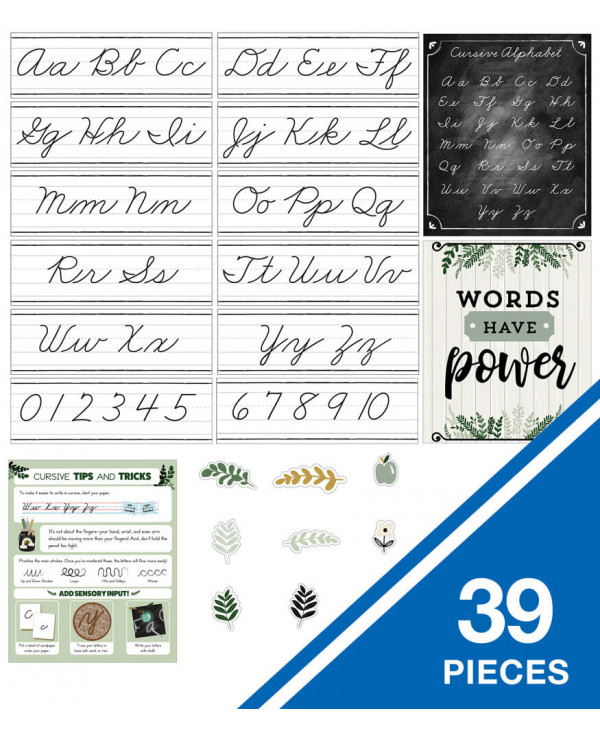 Farmhouse Alphabet Line: Cursive Bulletin Board Set