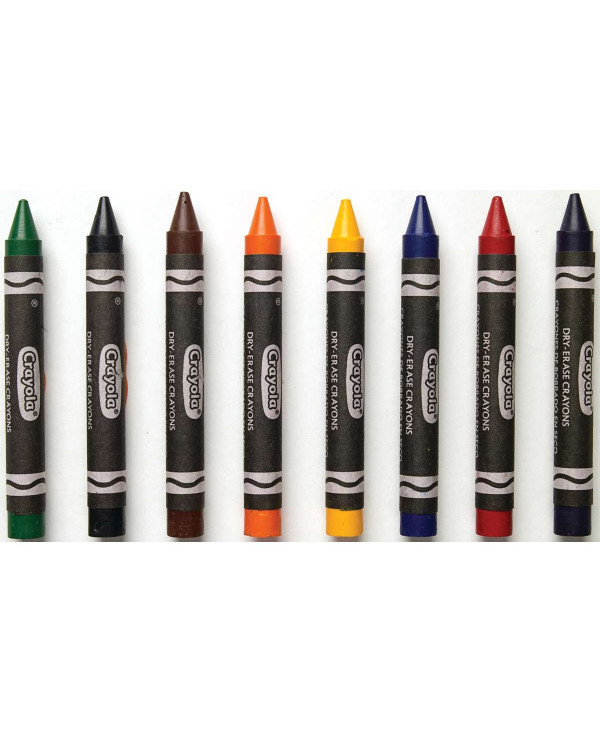 Crayola Washable Dry-Erase Crayons, Standard colors, 8-color set